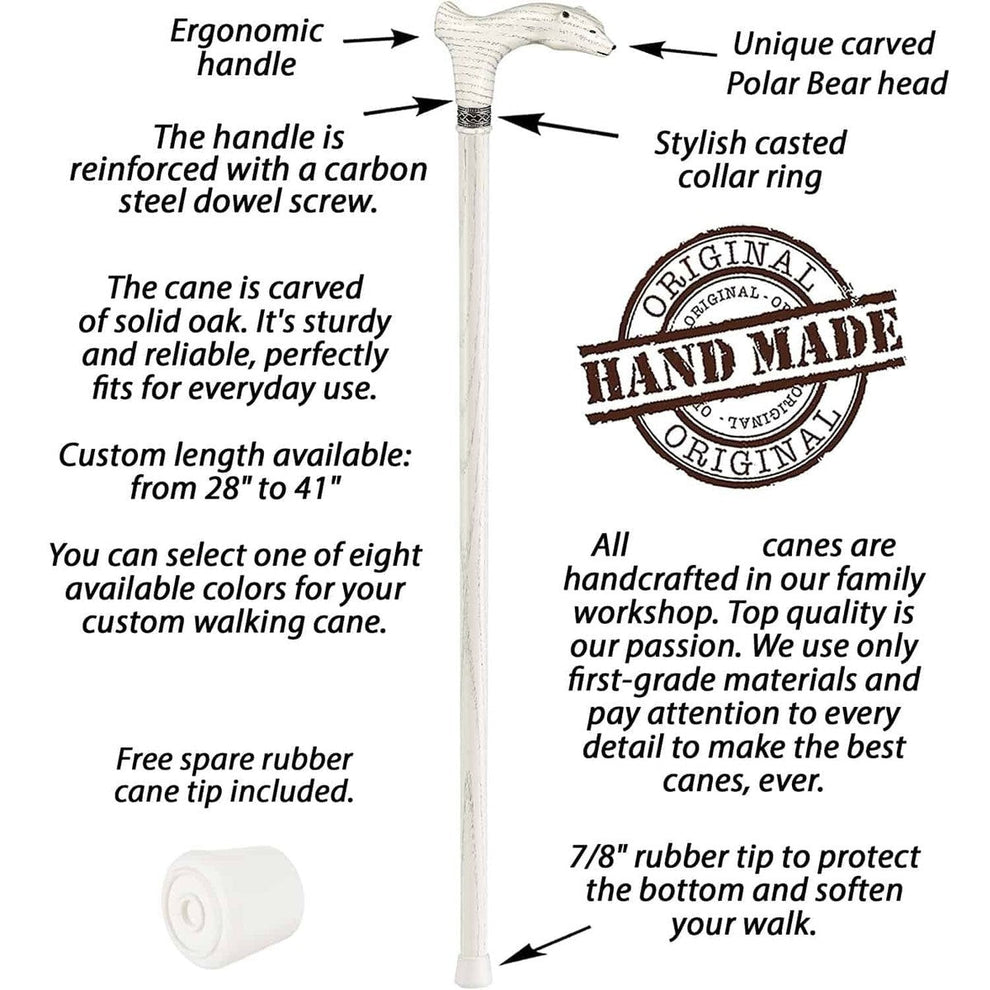 Custom Made Wooden Polar Bear Cane Or Walking Stick