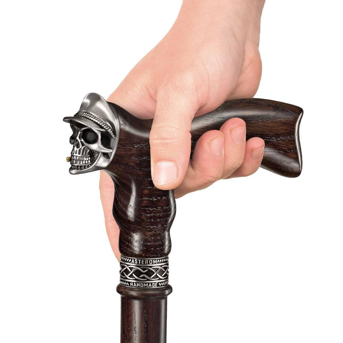 Vanguard Soldier Skull Cane - Custom Made Solid Oak Cool Walking Cane