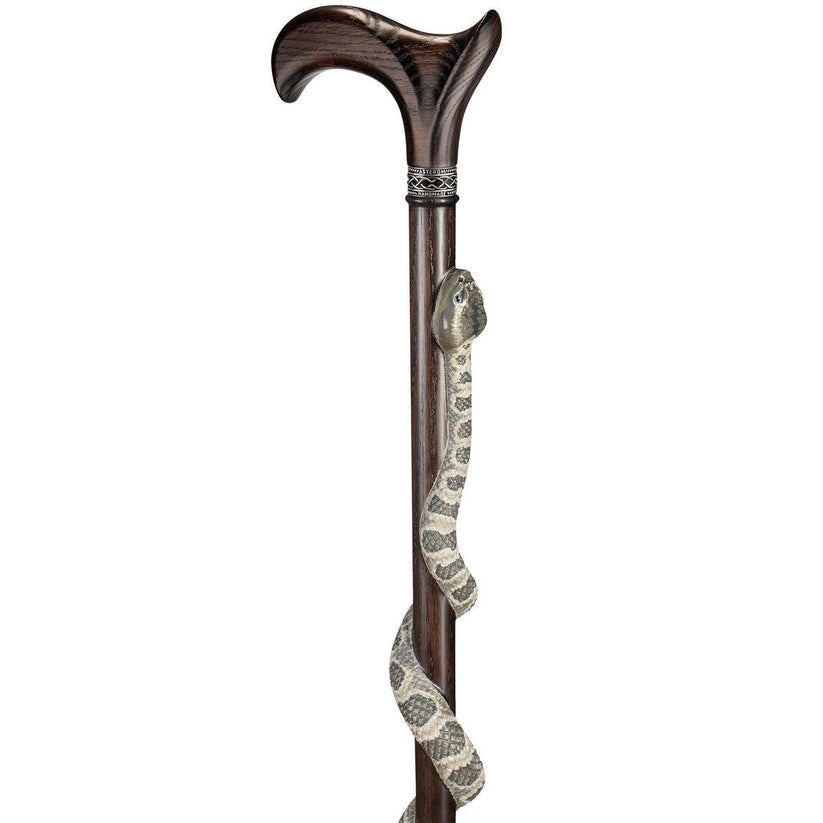 Custom Carved Wooden Coiled Rattle Snake Cane Head or Walking Stick