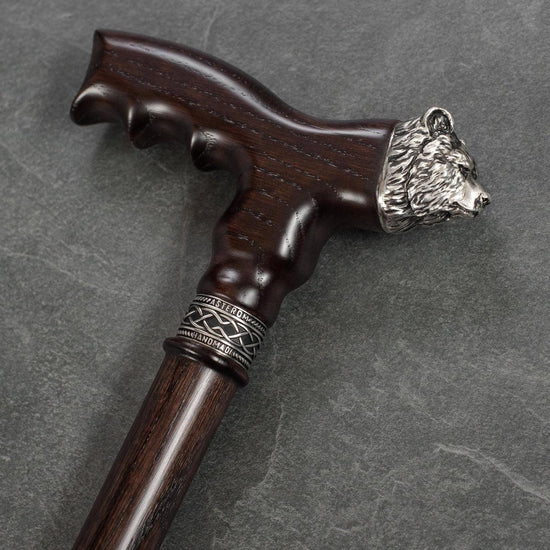 Stylish Custom Wooden Grizzly Bear Walking Cane or Stick
